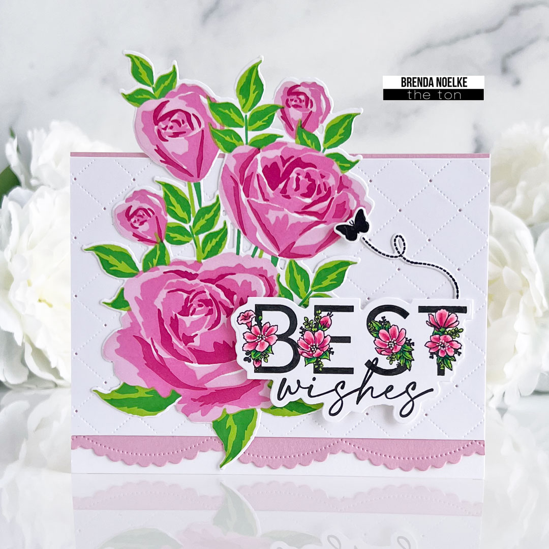 Pair of Stenciled Rose Cards – The Season